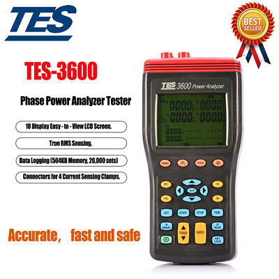 TES-3600 3 Phase Power Analyzer Tester True RMS with Software | eBay