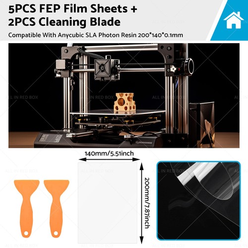 5PCS 3D Printer FEP Film Sheets+2PCS Cleaning Blade Suitable For ...