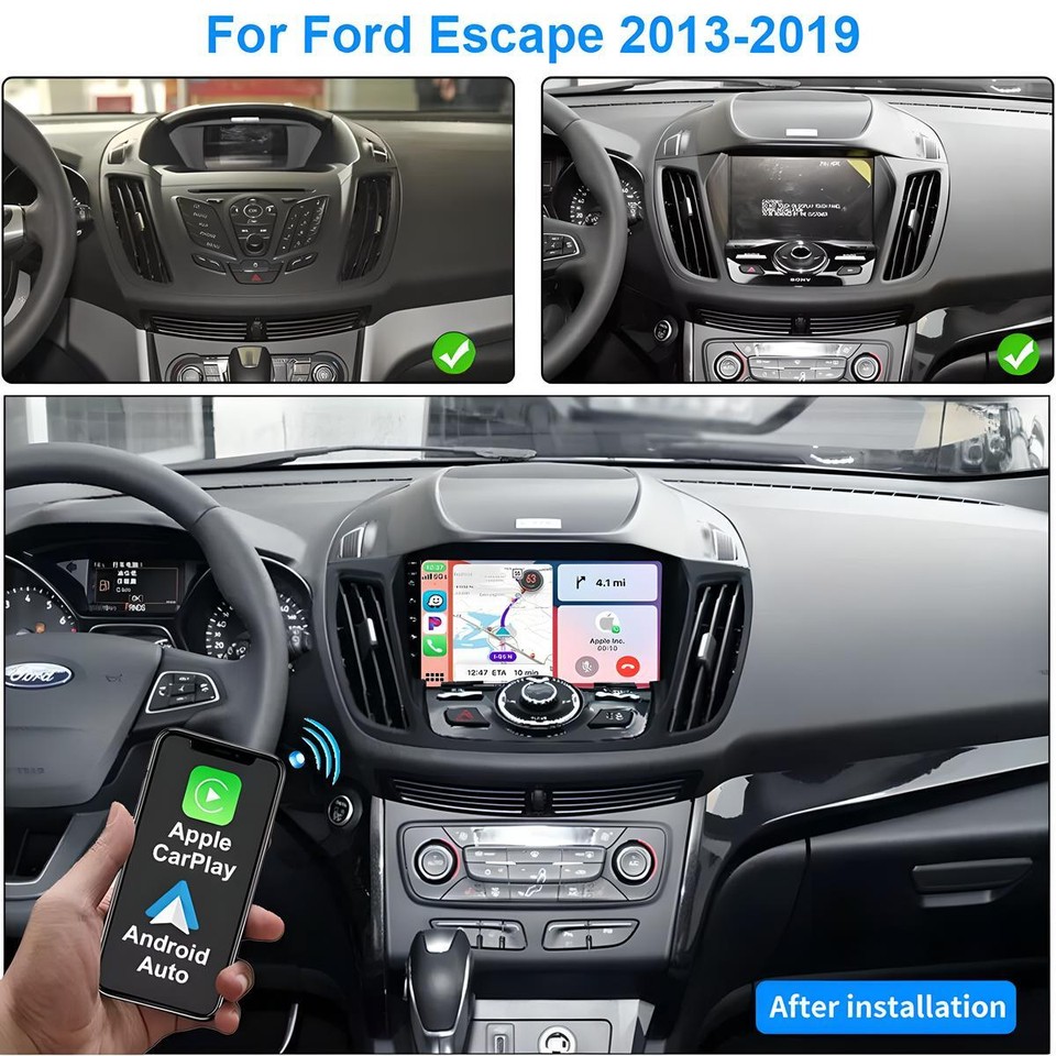 Android 13 Car Radio GPS Stereo Wireless Carplay Audio For Ford Escape ...