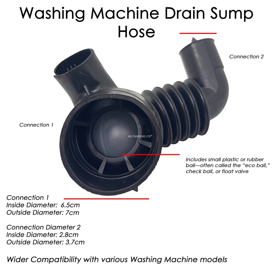 Genuine Bush WMDF612W WMDF714B Washing Machine Drain Hose Drum to Pump ...