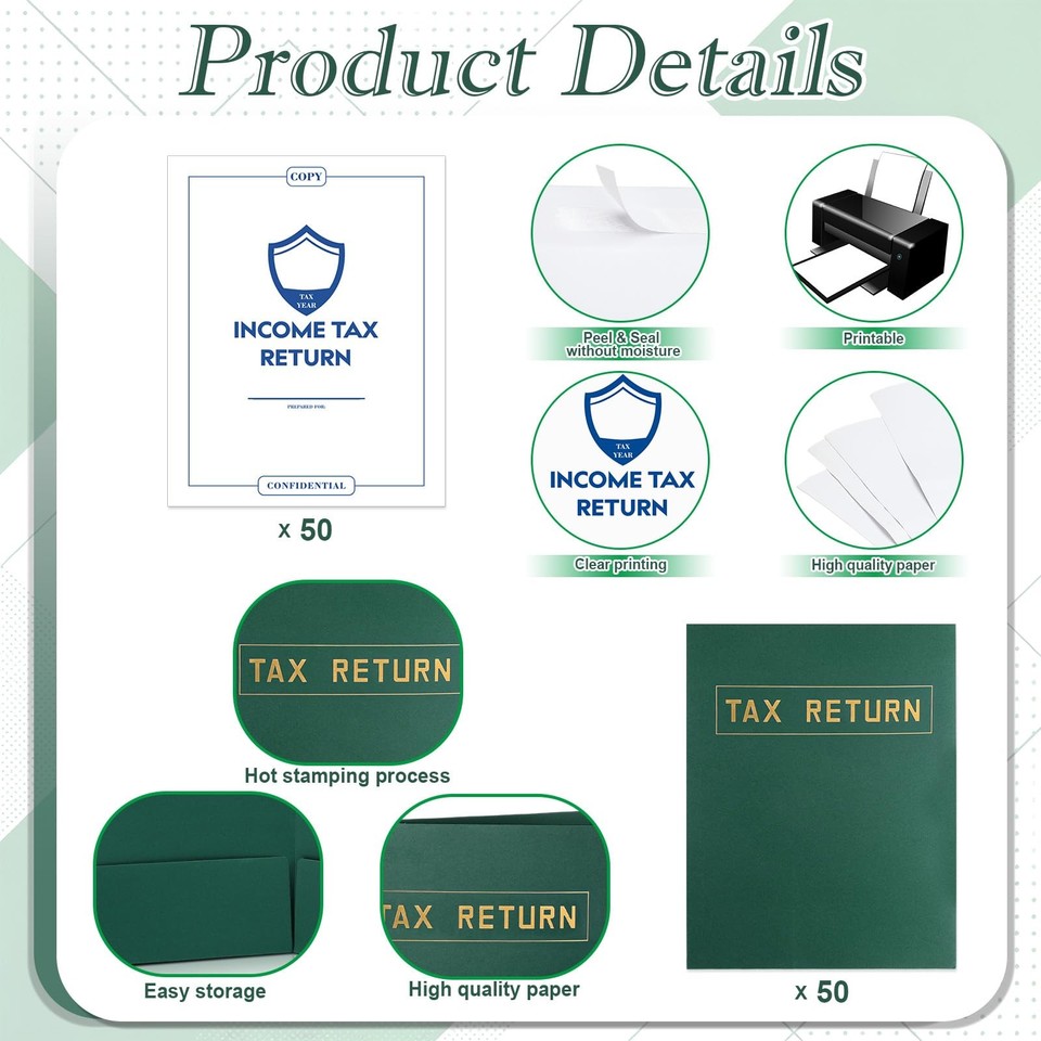 100 Pcs Tax Return Folders and Tax Return Envelopes Bulk 9 x 12 Inch 2 ...