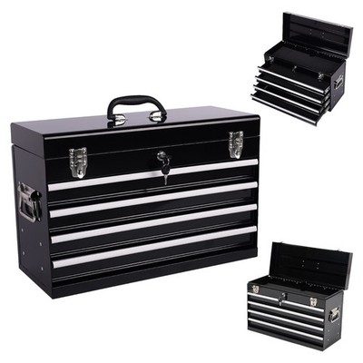 Tool Box 21-inch Portable Metal Tool Box with 4 Drawers Tool Chest ...