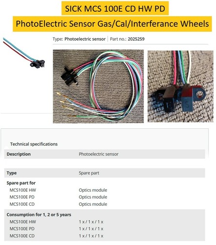 SICK MCS 100E CD HW PD - PhotoElectric Sensor Gas/Calibration Filter ...