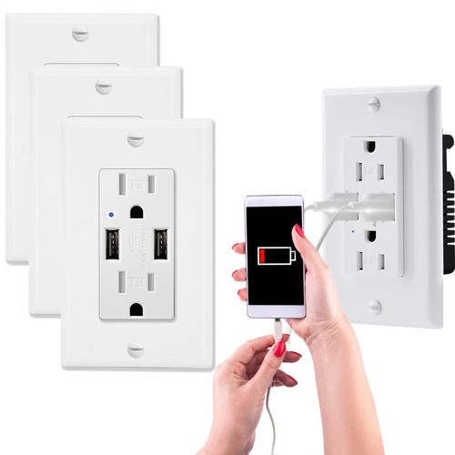 4.2A Wall Outlet with USB Ports Tamper Resistant Electrical Receptacles ...