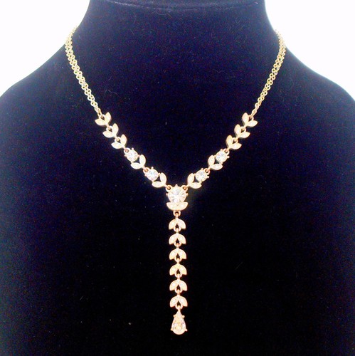 Napier Silver Tone Clear Rhinestone Y Drop Necklace | eBay