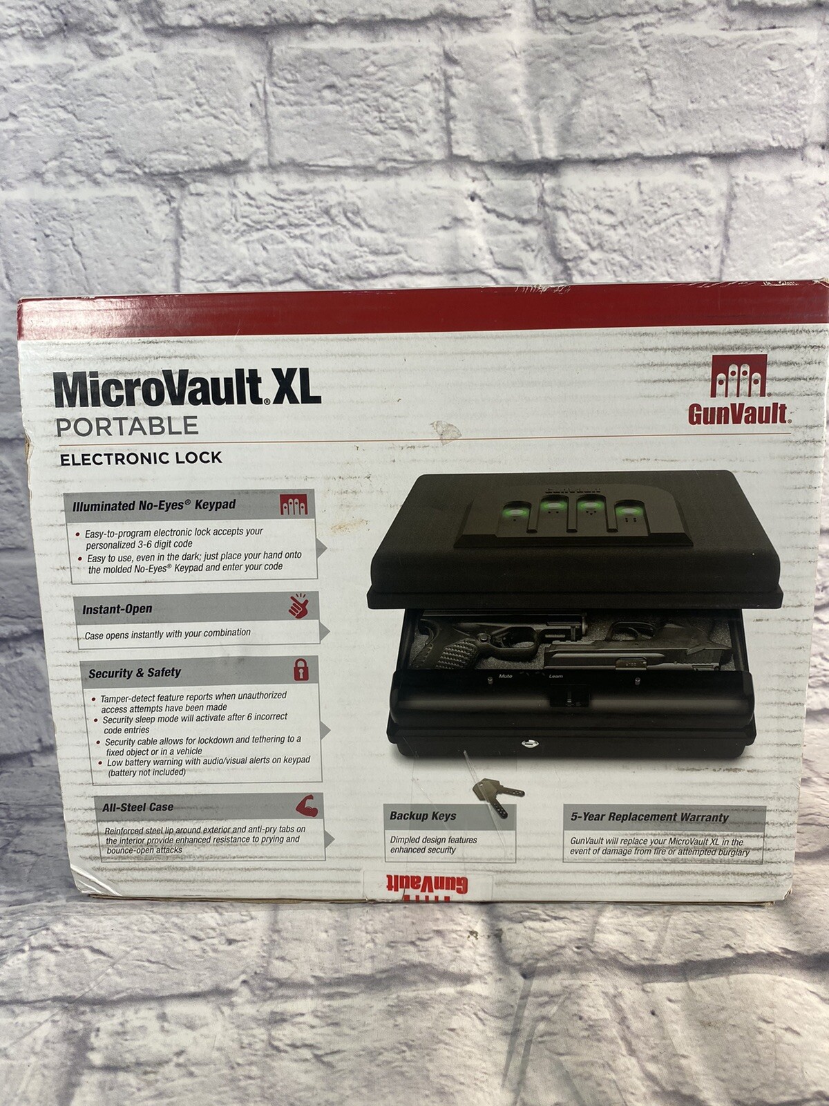 Gunvault Microvault XL Portable Security Safe Matte Black Battery MV550 ...