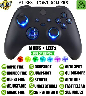 MODS + LEDs Black Rapid Fire Wireless Modded Controller for Xbox Series ...