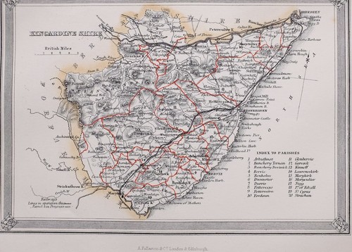 1868 SCOTTISH MAP KINCARDINE SHIRE FORDOWN NIGG DURRIS BERVIE BENHOLM ...