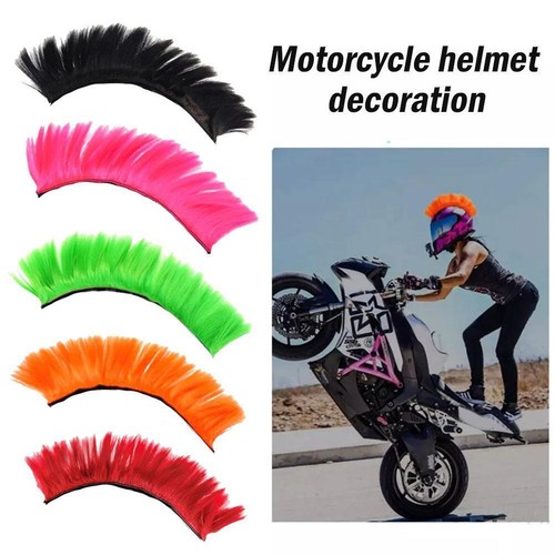 Creative Motor Helmet Decor Mohawk Wig Hair Accessories Stickers R6Y8 ...
