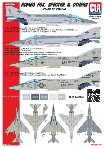 1:72 Decal "Romeo Fox, Specter & Others" RF-4B Phantom of VMFP-3 - CtA ...