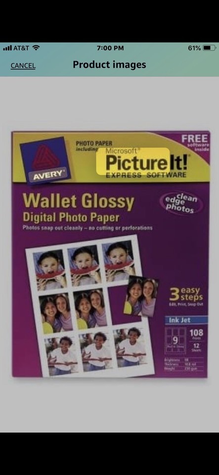 Avery Microsoft Picture It Wallet Glossy Express Software Digital Photo ...