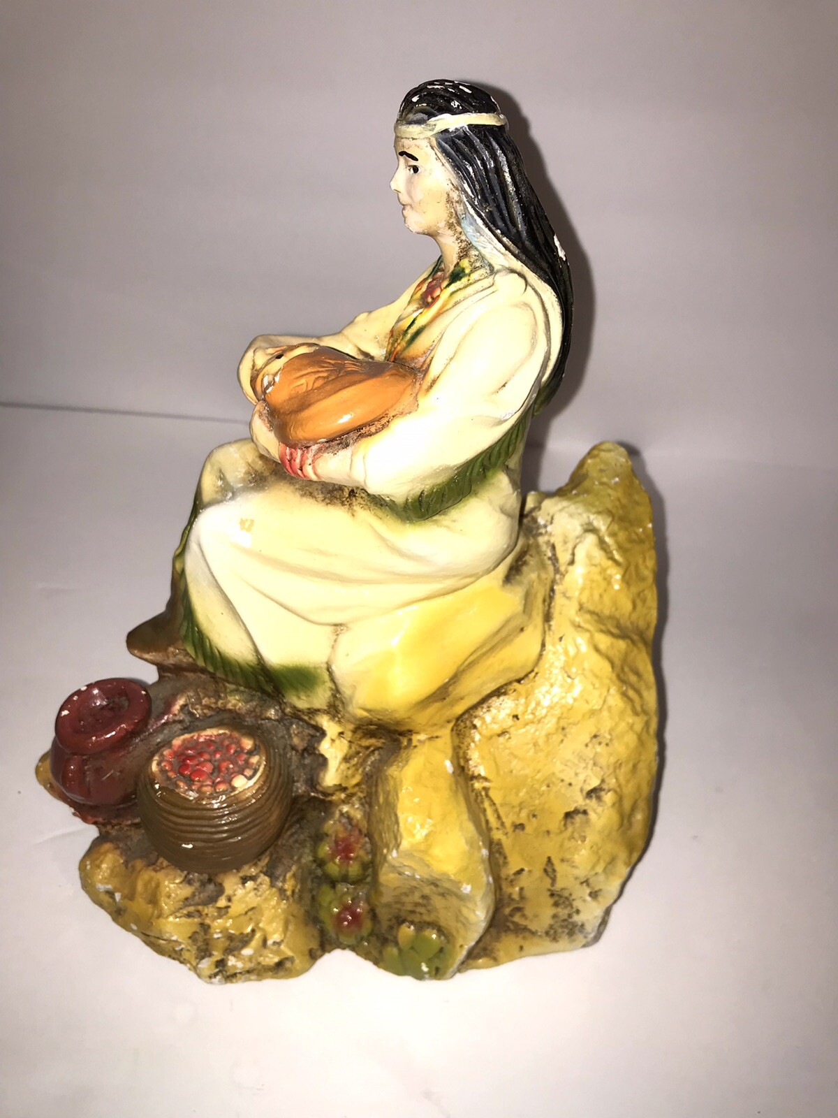 Vintage Indian Maiden Squaw Papoose Chalk ware Statue Native American ...