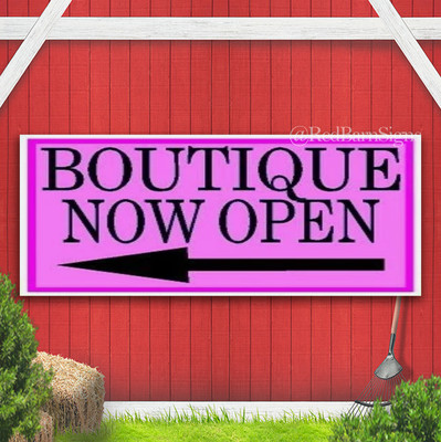 BOUTIQUE NOW OPEN arrow Indoor Outdoor Banner Sign with grommets | eBay