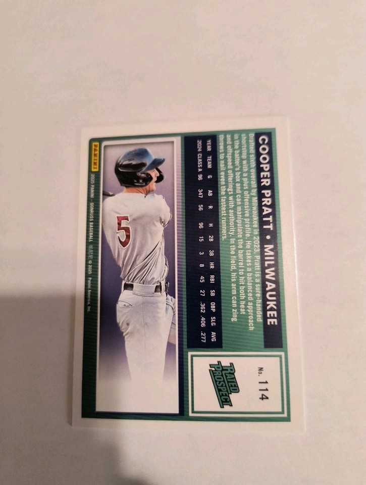 COOPER PRATT 2025 PANINI DONRUSS RATED PROSPECT #114 FREE SHIP | eBay