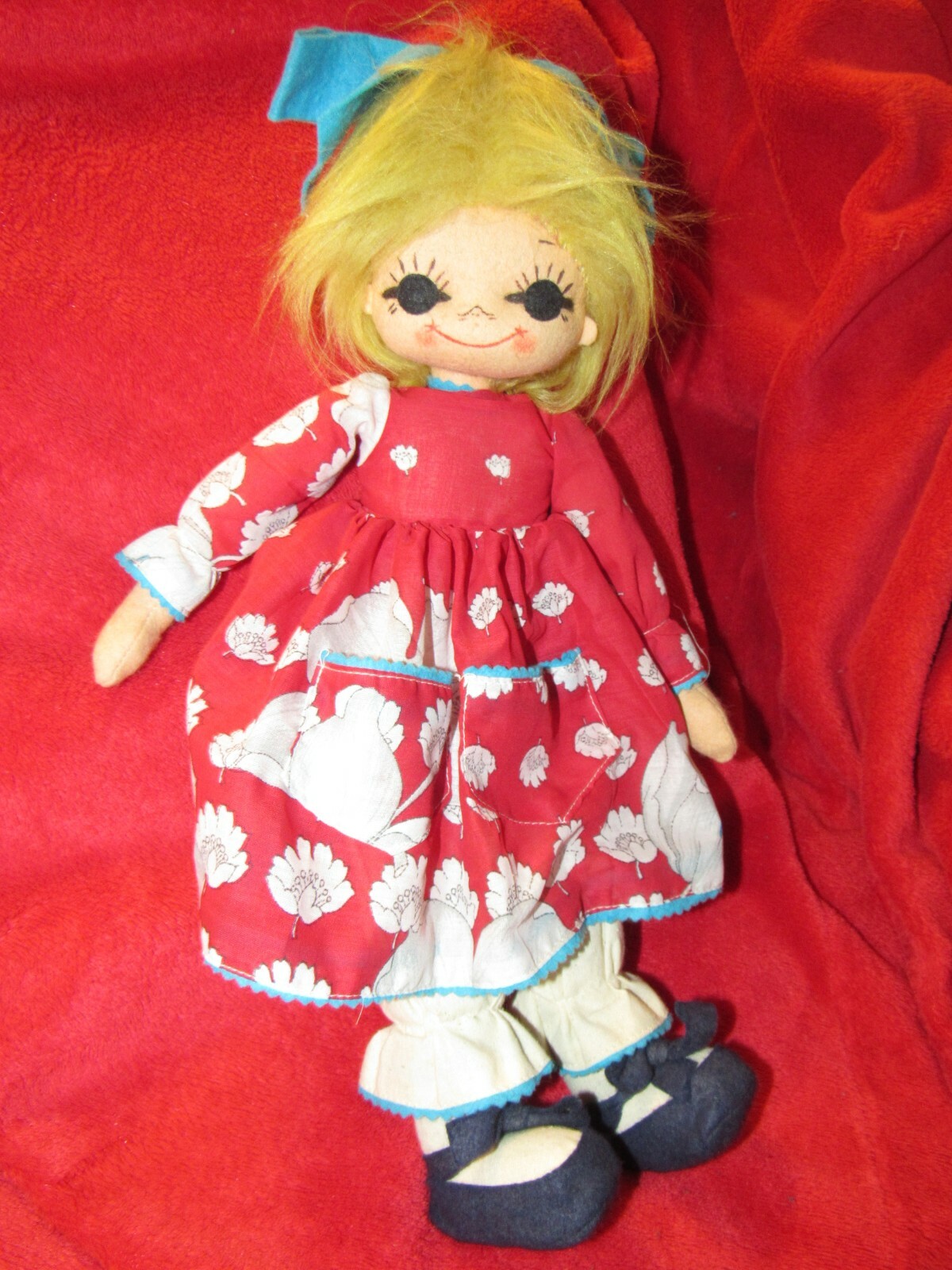 VINTAGE DOLL FELT FACE CLOTH BODY DRESS MARY MONT ITALY CREAZIONI LENCI ...