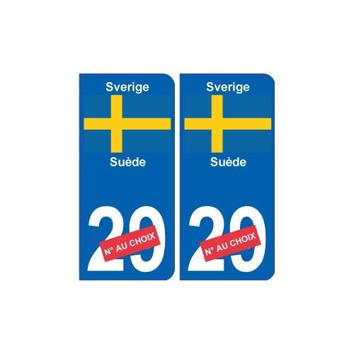 Suède Sverige sticker numéro département au choix autocollant plaque ...