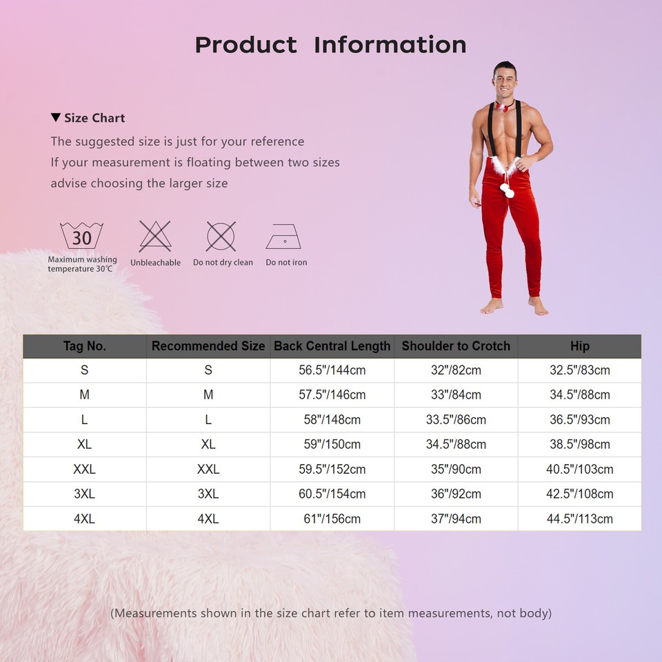 Men Santa Claus Christmas Costume Flannel Dungarees Overalls Jumpsuit ...