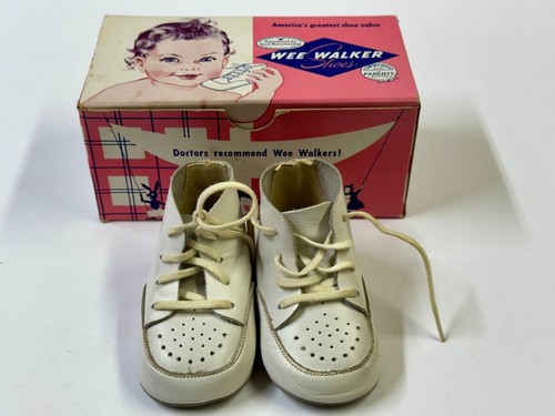007 Vintage Wee Walker White Leather Baby Shoes size 0 | eBay