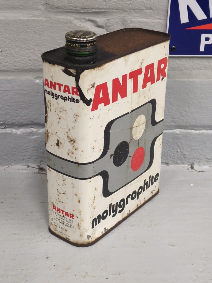 Vintage French Antar Molygraphite Oil Can / Tin 2 Litres Used Empty ...