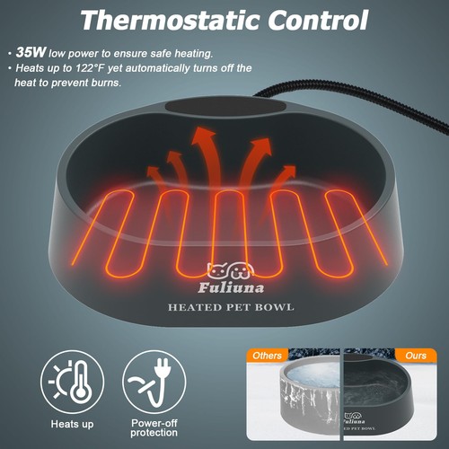 Heated Water Bowl for Dog Cat Outdoor Pet with Anti Chew Cord Large ...