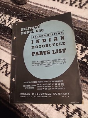 Original Indian Motorcycle Model 640 Parts Manual Parts List | eBay