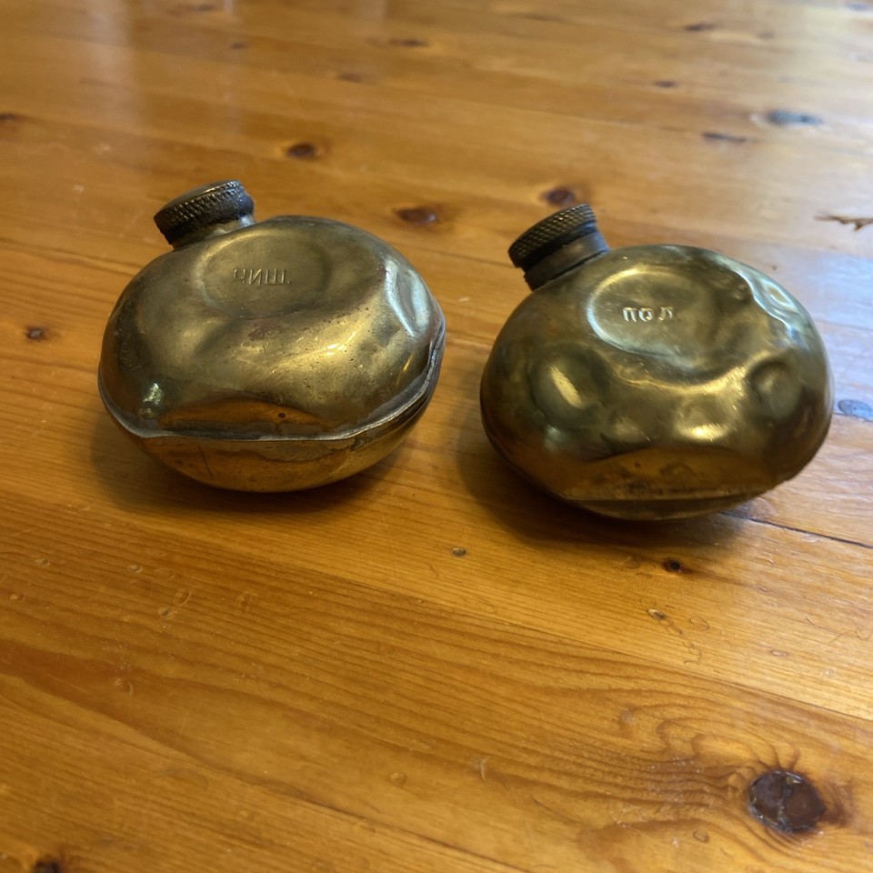 Two Vintage Russian WW2 Army Brass Double Gun Oil Container Can | eBay