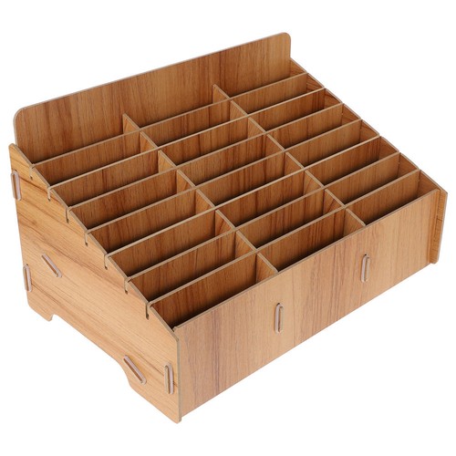 Mobile Phone Organizer Wood Tray Storage Box Multi-grid Shelf | eBay