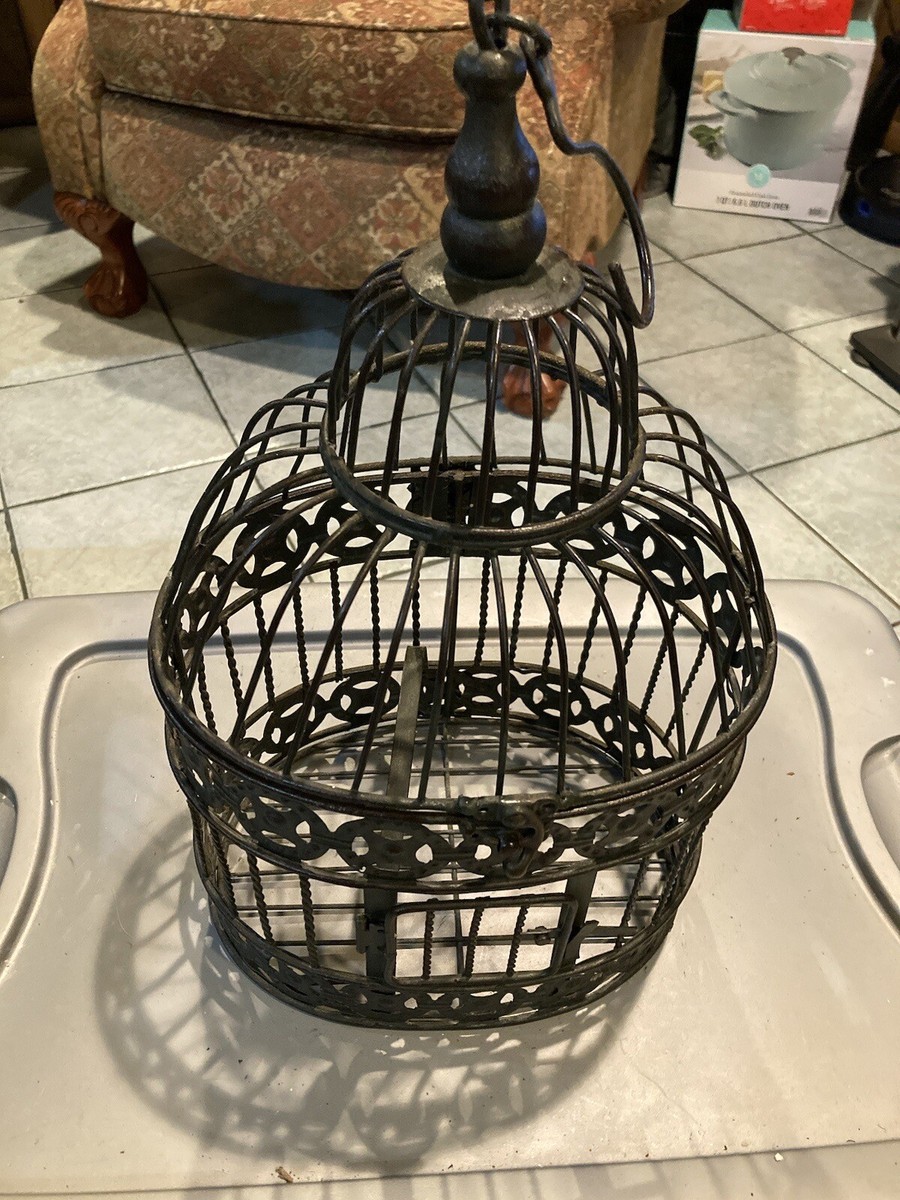 Gothic Wrought Iron Bird Cage A LARGE VICTORIAN STYLE BRONZED WROUGHT