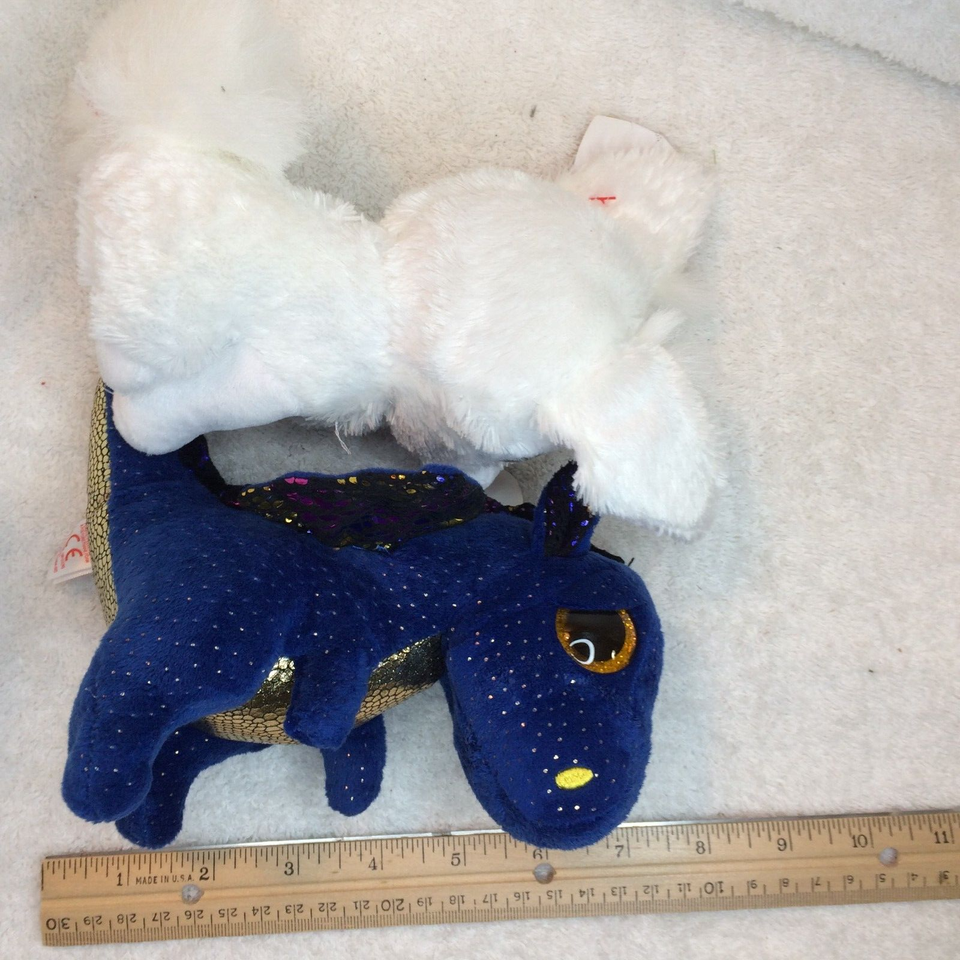 TY Beanie Boos lot of 2: 6" Saffire Blue Dragon & Phoenix Fennec Fox w ...