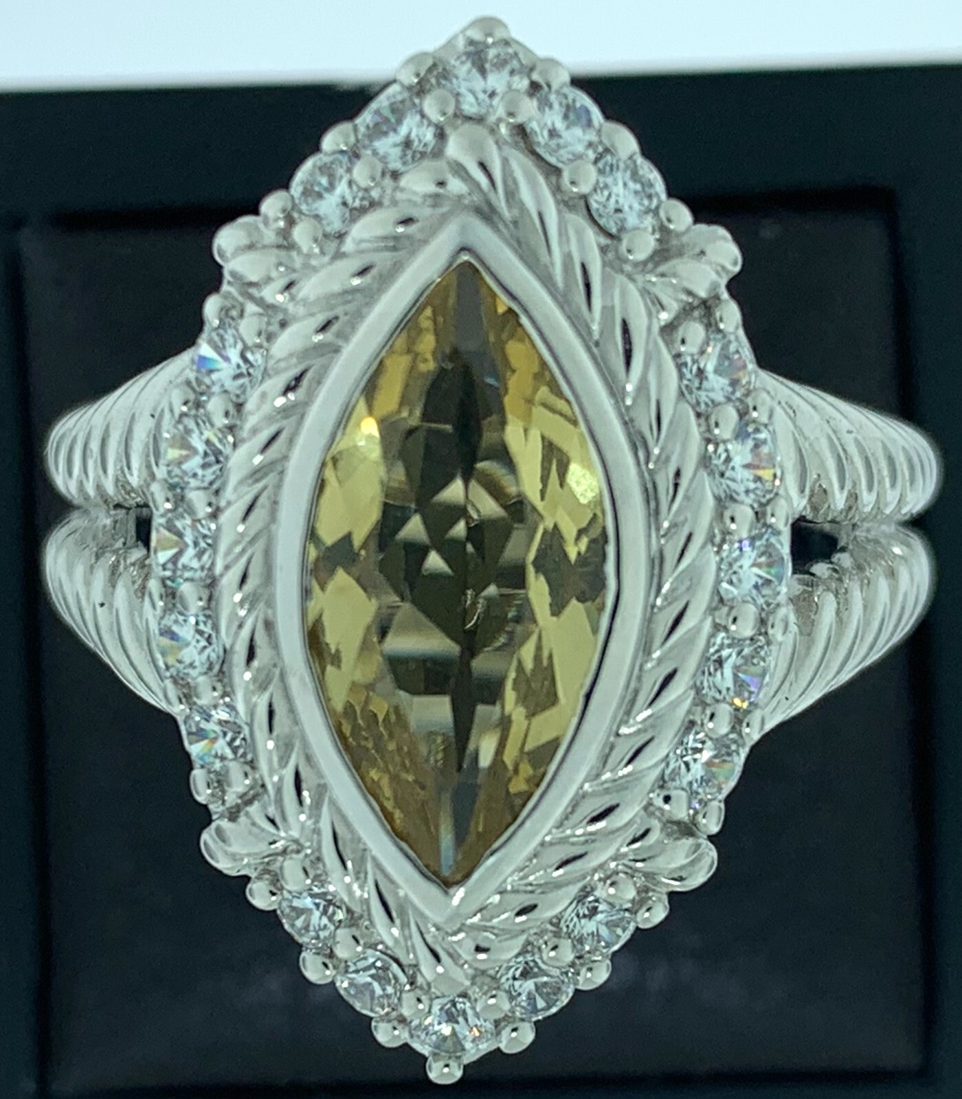 Judith Ripka Citrine Marquise and Diamonique Ring, S… - Gem