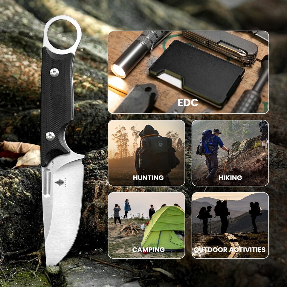 Kizer Cabox Drop Point Fixed Blade Knife G10 Handle 154CM Steel Blade ...
