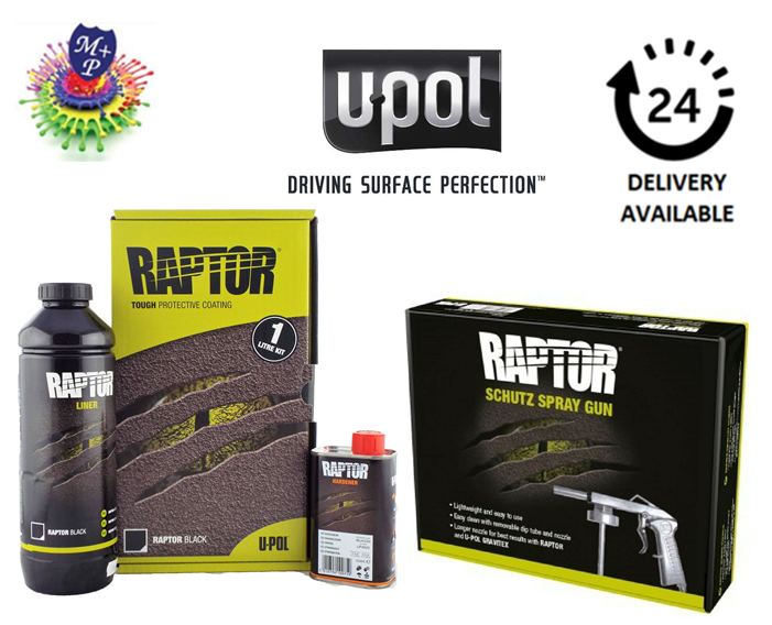 U-pol Raptor Black Kit with Hardener 0.95L + UPOL Raptor Gun | eBay