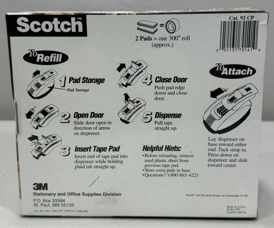 Scotch Pop Up Tape Strip Dispenser Hand Base 5 Tape Pads 375 Strips ...