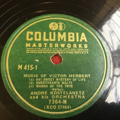 12” 78rpm Columbia Masterworks 7364-M Music Of Victor Herbert | eBay