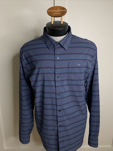 Travis Mathew Mens XL Blue Stripe Long Sleeve Full Button Golf Shirt ...