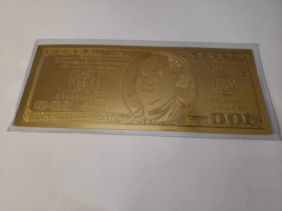 Pure 24K Gold Foil Plated Colored $100 Benjamin Franklin Foil Banknote ...