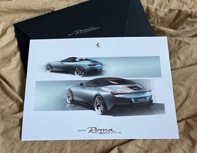FERRARI ROMA SPIDER Lithograph - Design Sketch - no brochure Prospekt ...