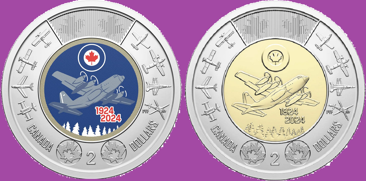 Set 2024 Canada 100th Anniv. Canadian Air Force Two Dollar Toonie Coins ...