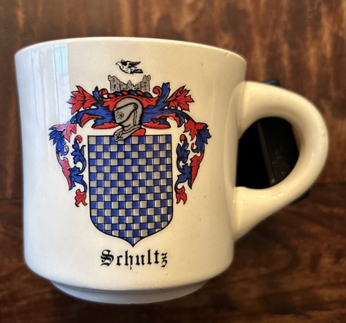 Vintage Set 2 Schultz Family Coat Of Arms Ceramic Coffee Mugs; NOS; USA ...