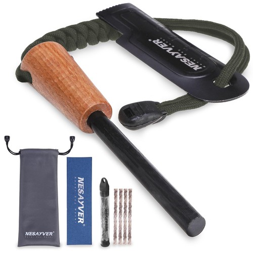 Fire Starter Survival Tool, Ferro Rod Fire Striker with Tinder Rope Kit ...