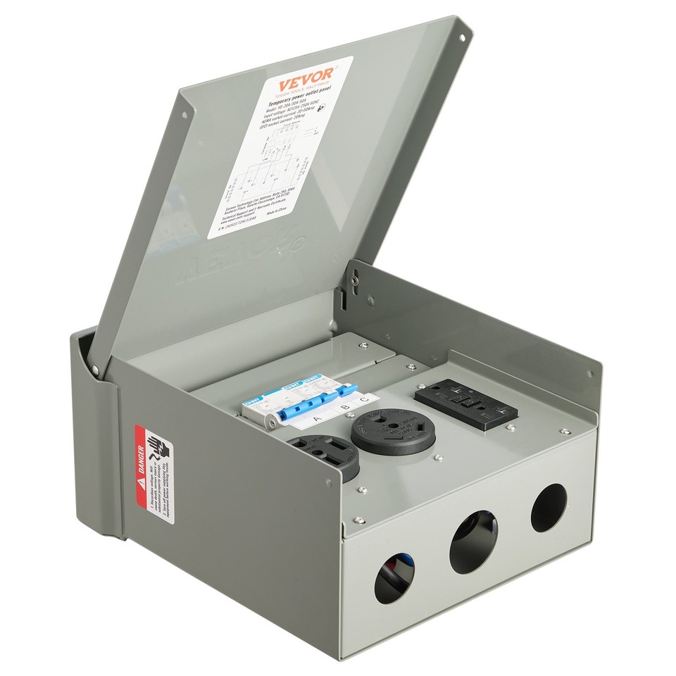 New Temporary Power Outlet Panel, 20 30 50 Amp, RV EV Electrical Outlet ...