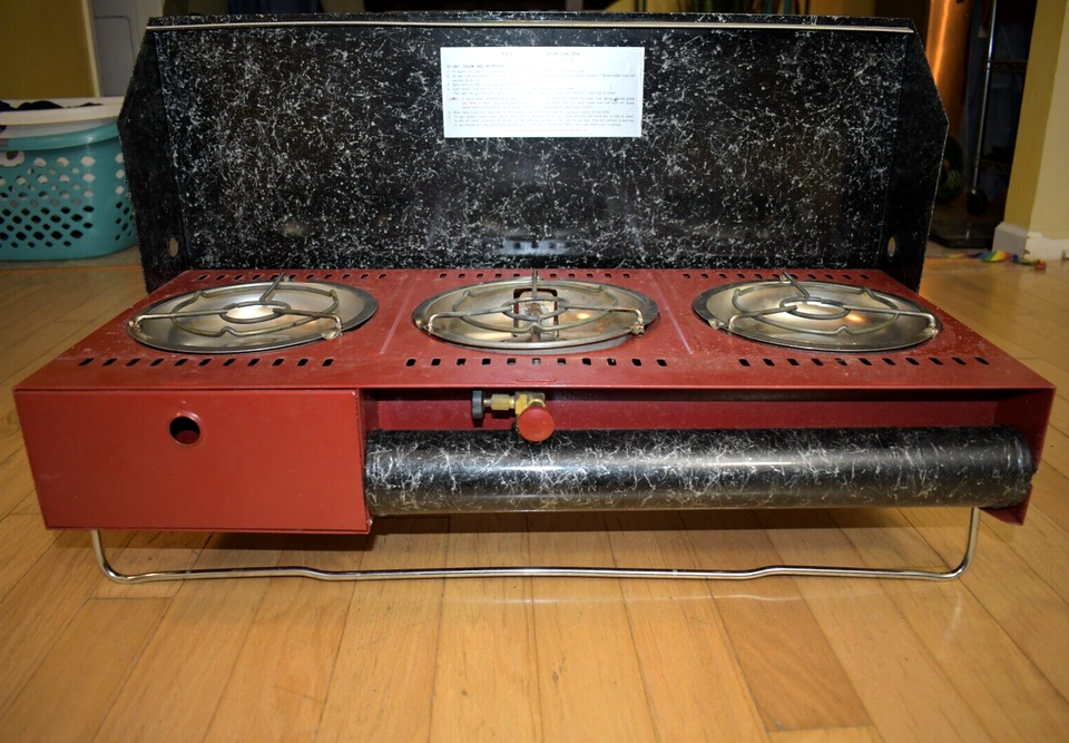 RARE 3-Burner Ted Williams Gasoline Camp Stove Vtg 1940's Sears Roebuck ...