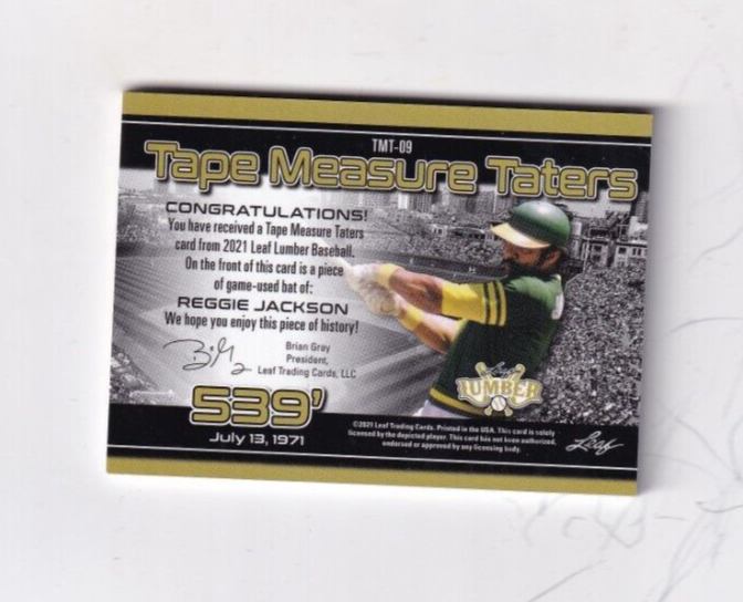 2021 REGGIE JACKSON LEAF LUMBER TAPE MEASURE GU BAT RELIC 1/3 OAKLAND ...