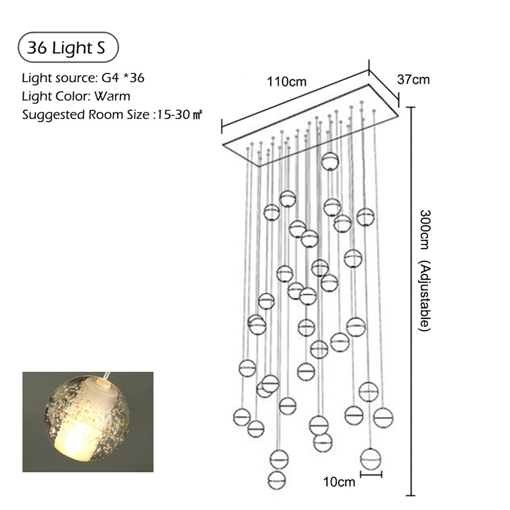 Modern G4 LED Bubble Crystal Round ball Ceiling Light Room Stair ...