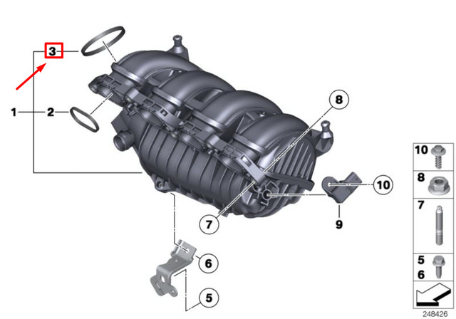 MINI Cabrio R57 Intake Manifold Gasket 11617528174 7528174 Genuine for ...