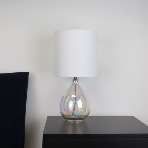 Iridescent Glass Lamp with White Shade 16"H | eBay