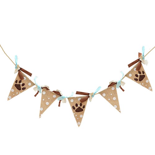 Linen Vintage Bunting Banner Animal Footprint Hanging Garland Pet ...