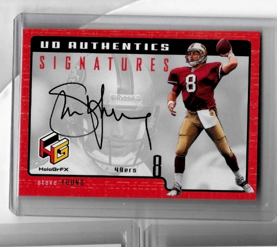 STEVE YOUNG 1999 UD AUTHENTICS SIGNATURES HoloGrFX CERTIFIED AUTOGRAPH ...
