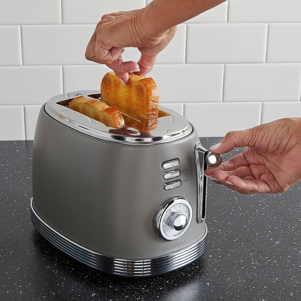 West Bend Toaster 2 Slice Retro-Styled Stainless Steel with 4 Functions ...