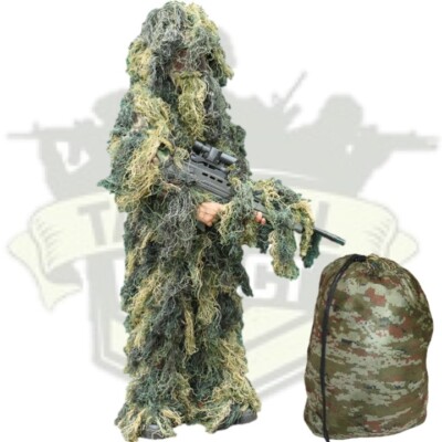 KIDS ARMY GHILLIE SUIT BOYS CAMO SOLDIER SNIPER FANCY DRESS 3D COSTUME ...